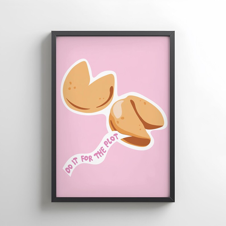 Fortune Cookie Pink Do It for the Plot Art Print Retro Kitchen Cute ...