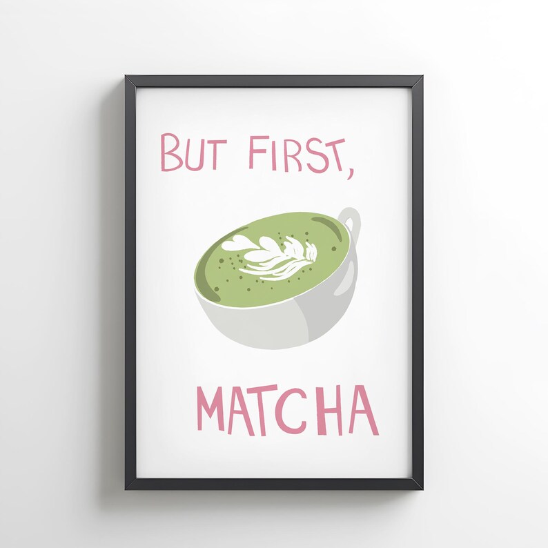 Matcha Latte Kitchen Wall Art Print, Cute Trendy Green Tea Poster ...