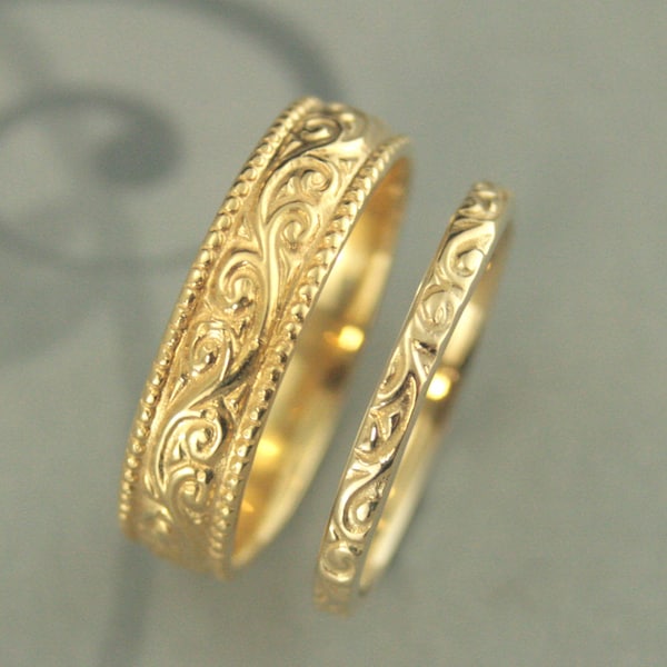 18k Wedding Couple Ring - Etsy