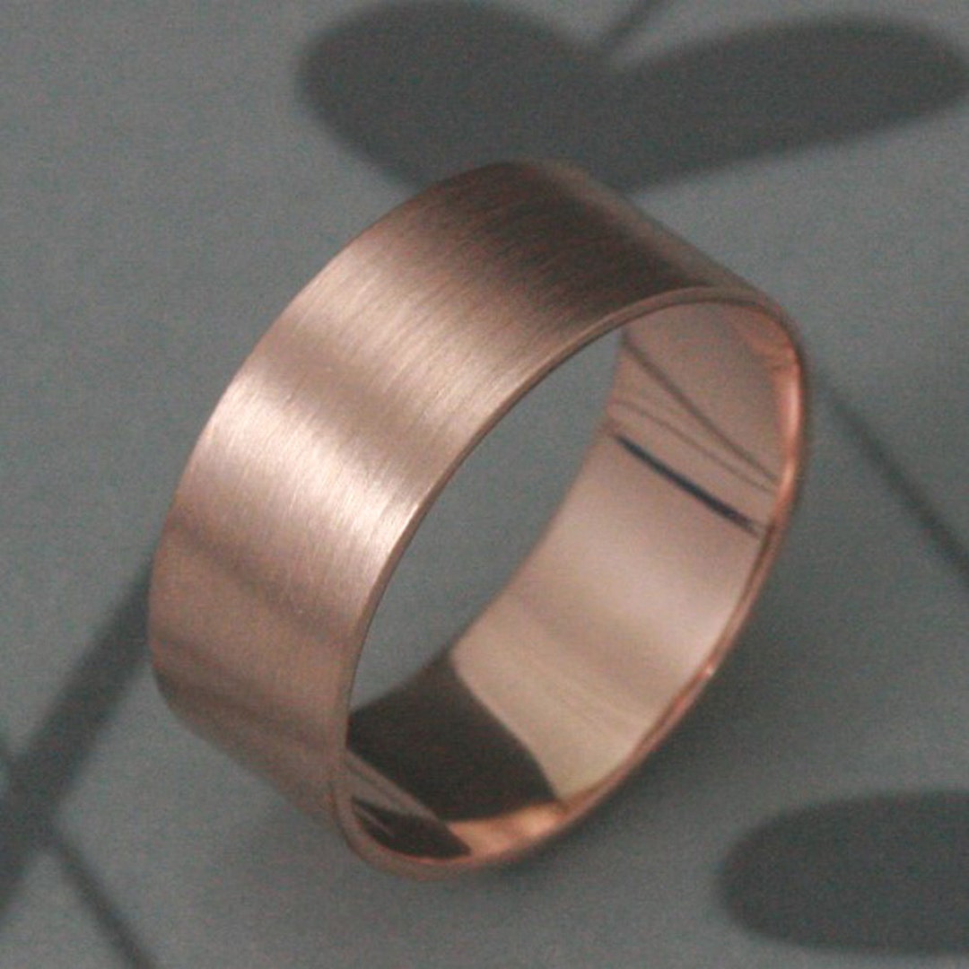 WIDE Solid 14K Gold Band--8mm Wide Flat Band--perfect Wedding Band ...
