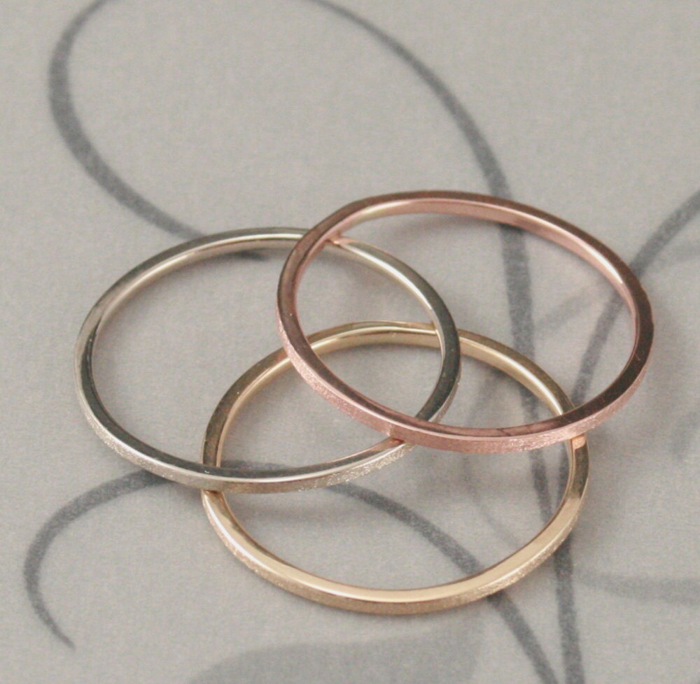 Super Skinny Stacking Ringsset of 314K Stack Rings1mm | Etsy