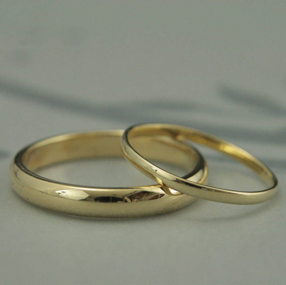18K Wedding Rings18k Yellow Gold Bandshis and Hers | Etsy