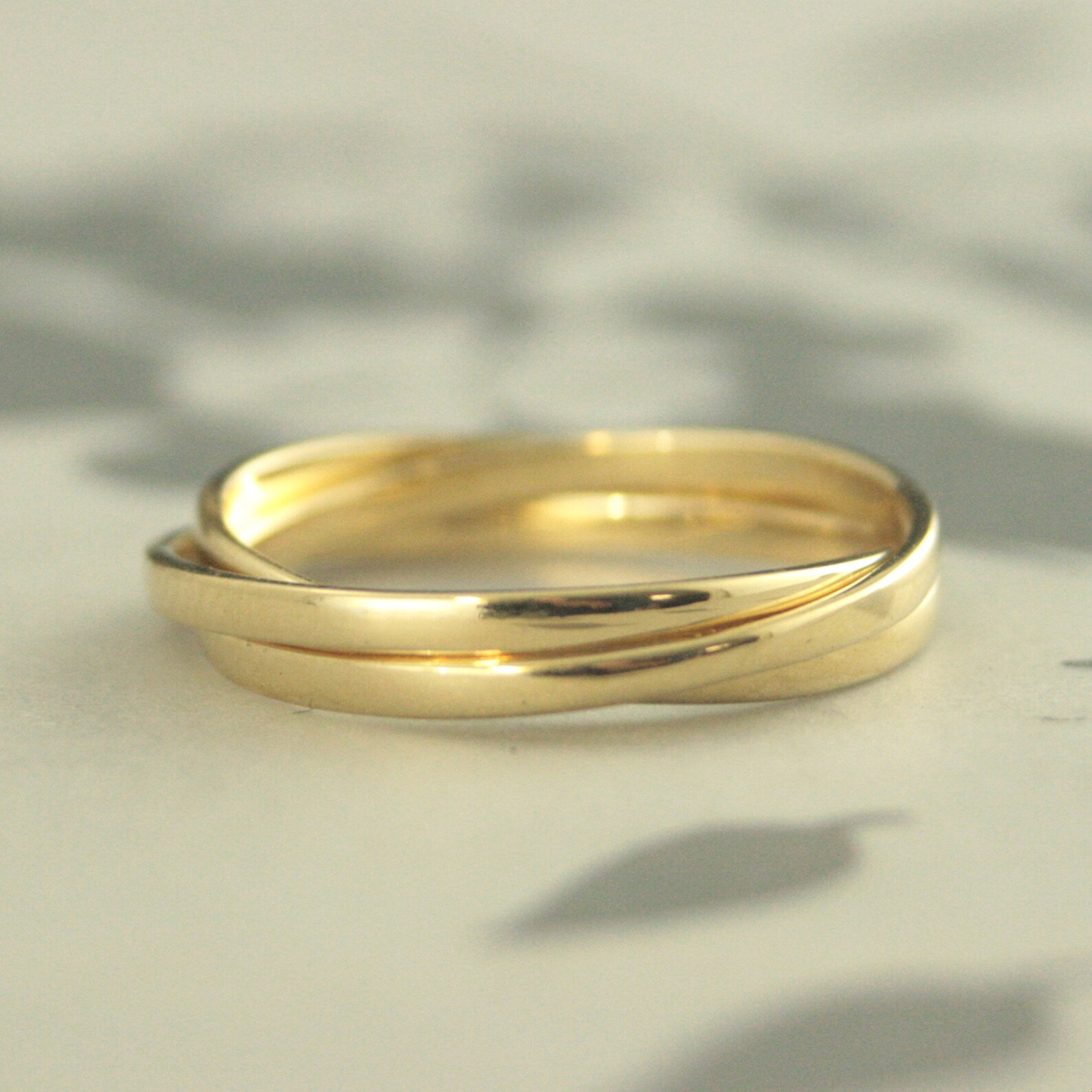 18K Rolling Ring Three Band Rolling Ring 1.5mm Skinny Minnie | Etsy