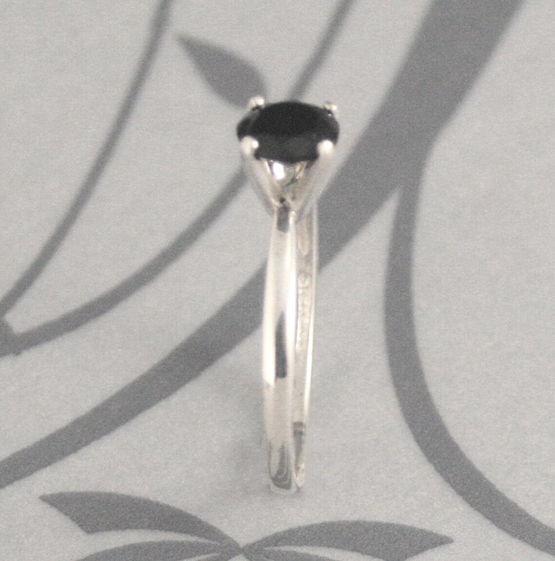 Silver Solitaire Ring~silver Engagement Ring~onyx Engagement Ring ...