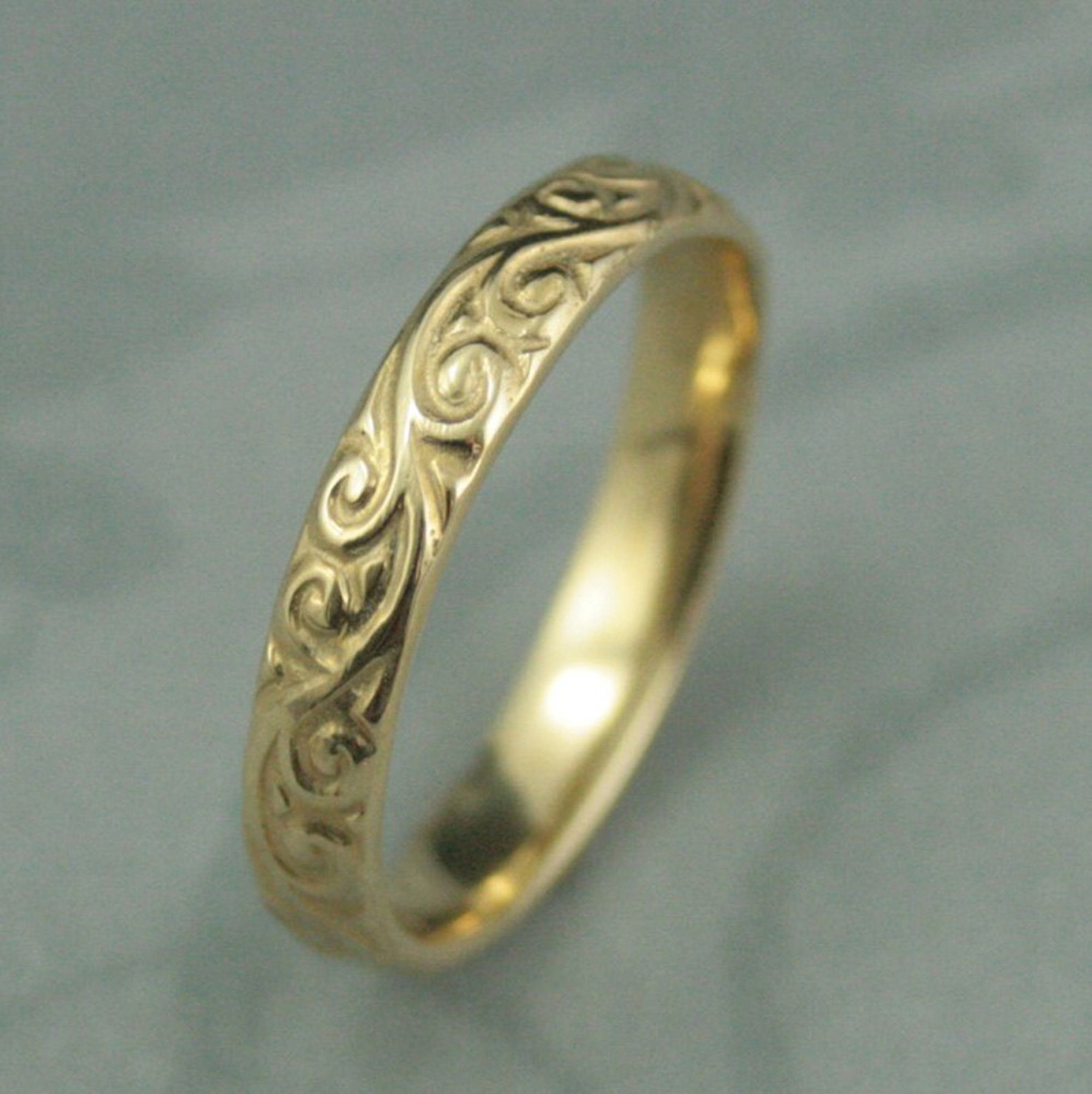 Ring Gold Pattern Band Scrolling Ring Antique Style Band - Etsy