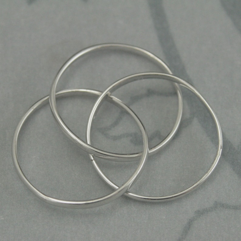 Solid 14K White Gold Rolling Ring White Gold Interlocking Ring Three 1 ...