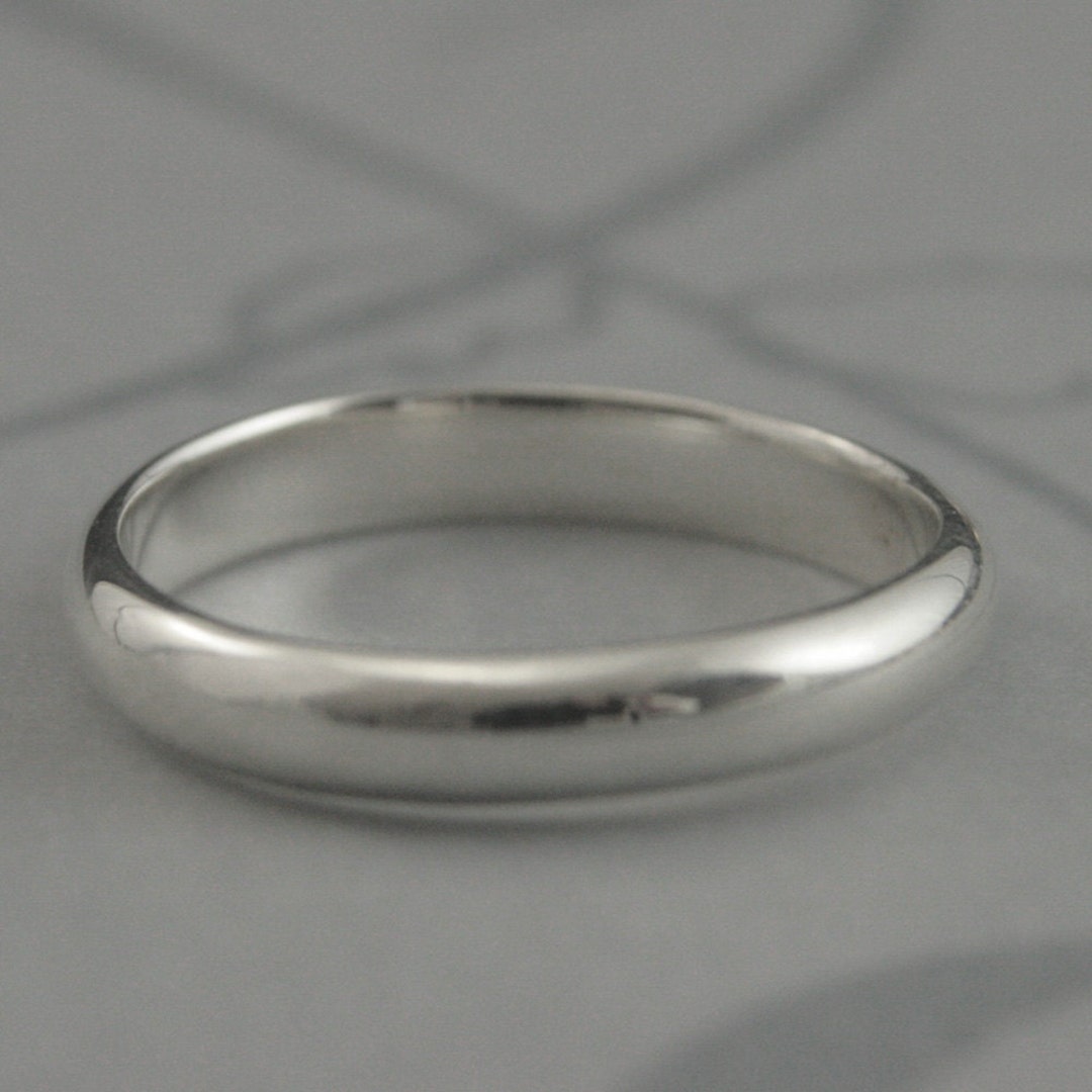 Plain Silver Ring Simple Silver Band 3mm Wide Ring Simple Wedding Band ...