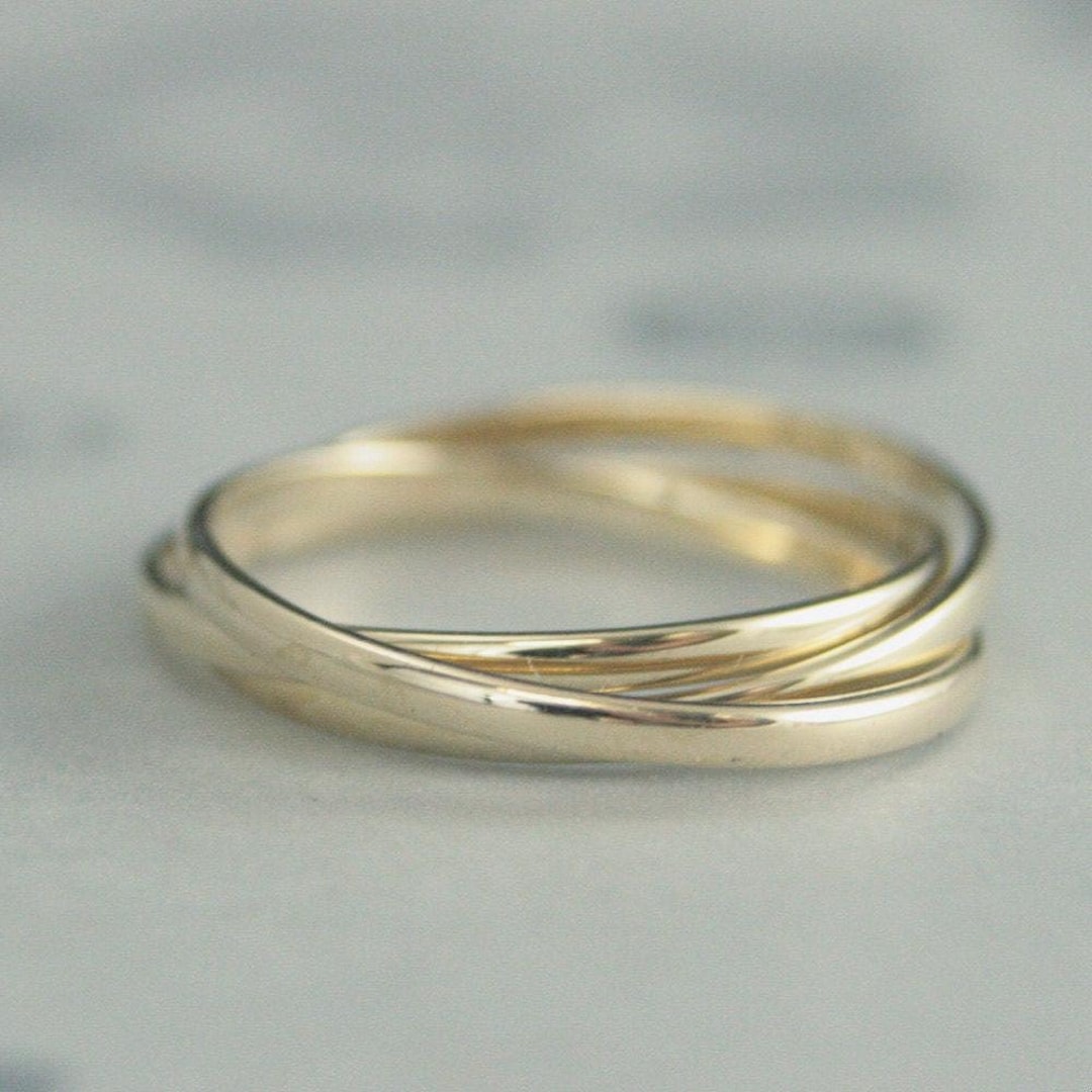 10K Interlocking Rings 10K Rolling Ring 10K Yellow Gold Gold Rolling ...