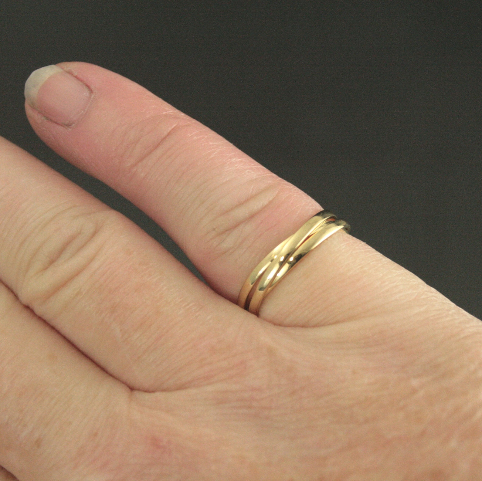 18K Rolling Ring Three Band Rolling Ring 1.5mm Skinny Minnie | Etsy