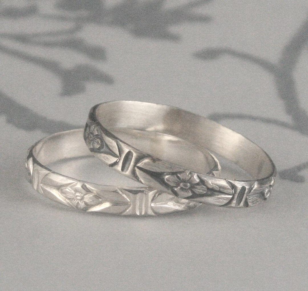 Antique Style Ring Romance in the Garden Sterling Silver Wedding Band ...