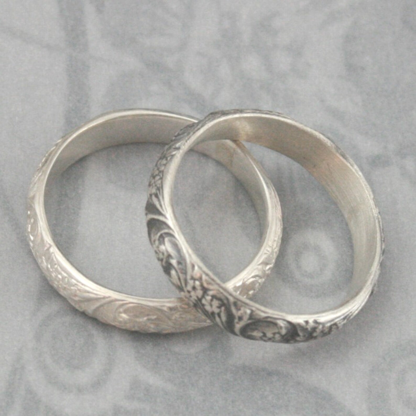 Vintage Style Band Silver Wedding Band Bridal Bouquet Band Floral Ring ...