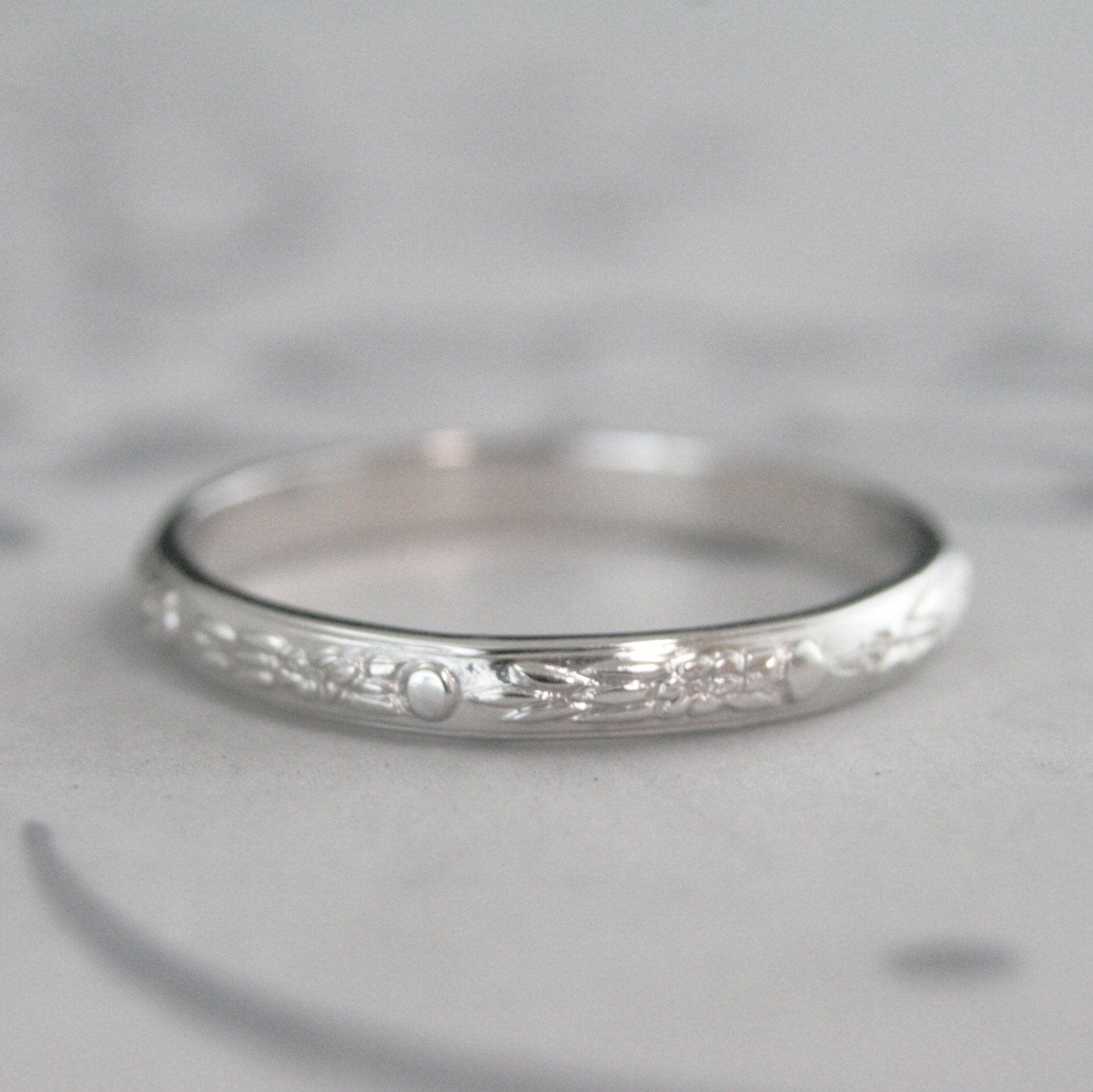 Platinum Wedding Ring Women's Platinum Band Floral Monet Ring Embossed ...