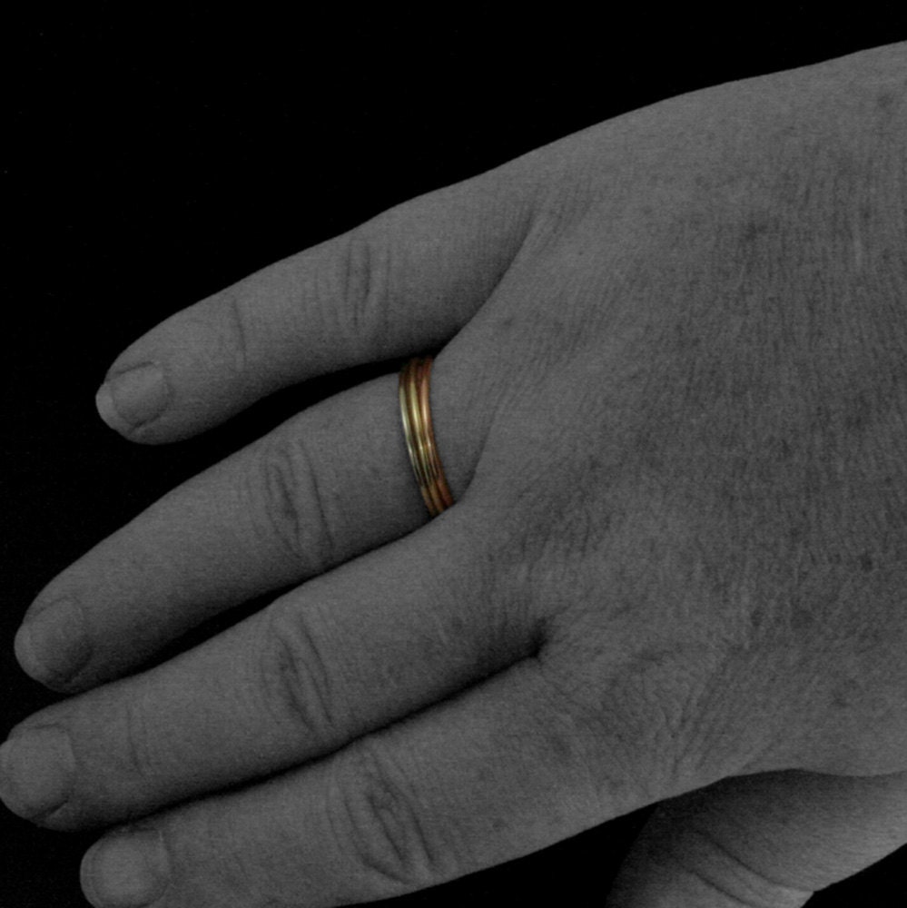 10K Gold 1mm Full Round Bandsset of Three Tri Color Stacking - Etsy