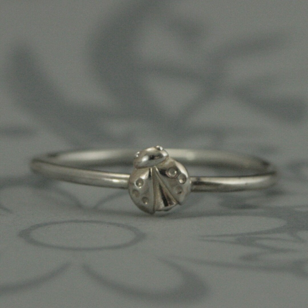 Bugga Bugga Bands--solid Sterling Silver Ladybug Stacking Ring--silver ...