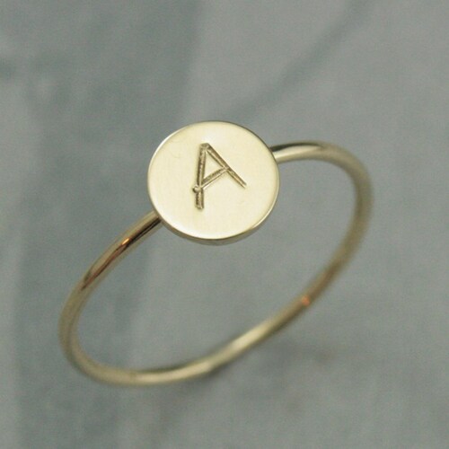 Custom Initial Ring Gold Initial Ring Personalized Stacking - Etsy