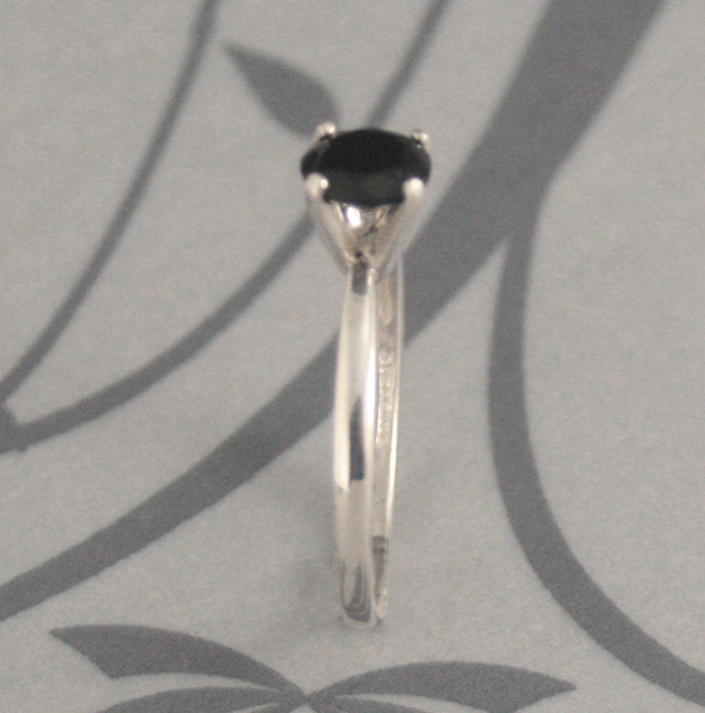 Silver Solitaire Ringsilver Engagement Ringonyx Engagement - Etsy