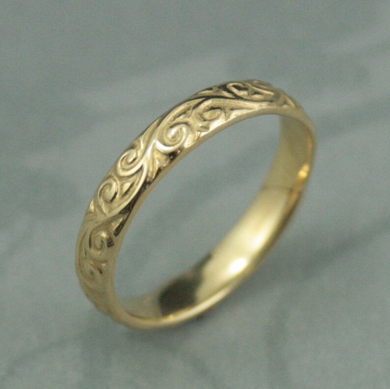 Ring Gold Pattern Band Scrolling Ring Antique Style Band - Etsy