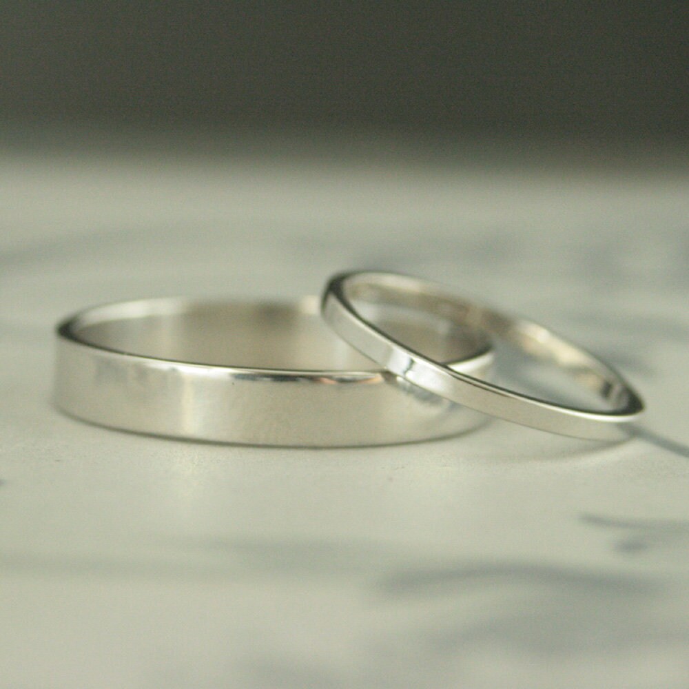 Platinum Wedding Rings Platinum Wedding Band Set His and Hers | Etsy