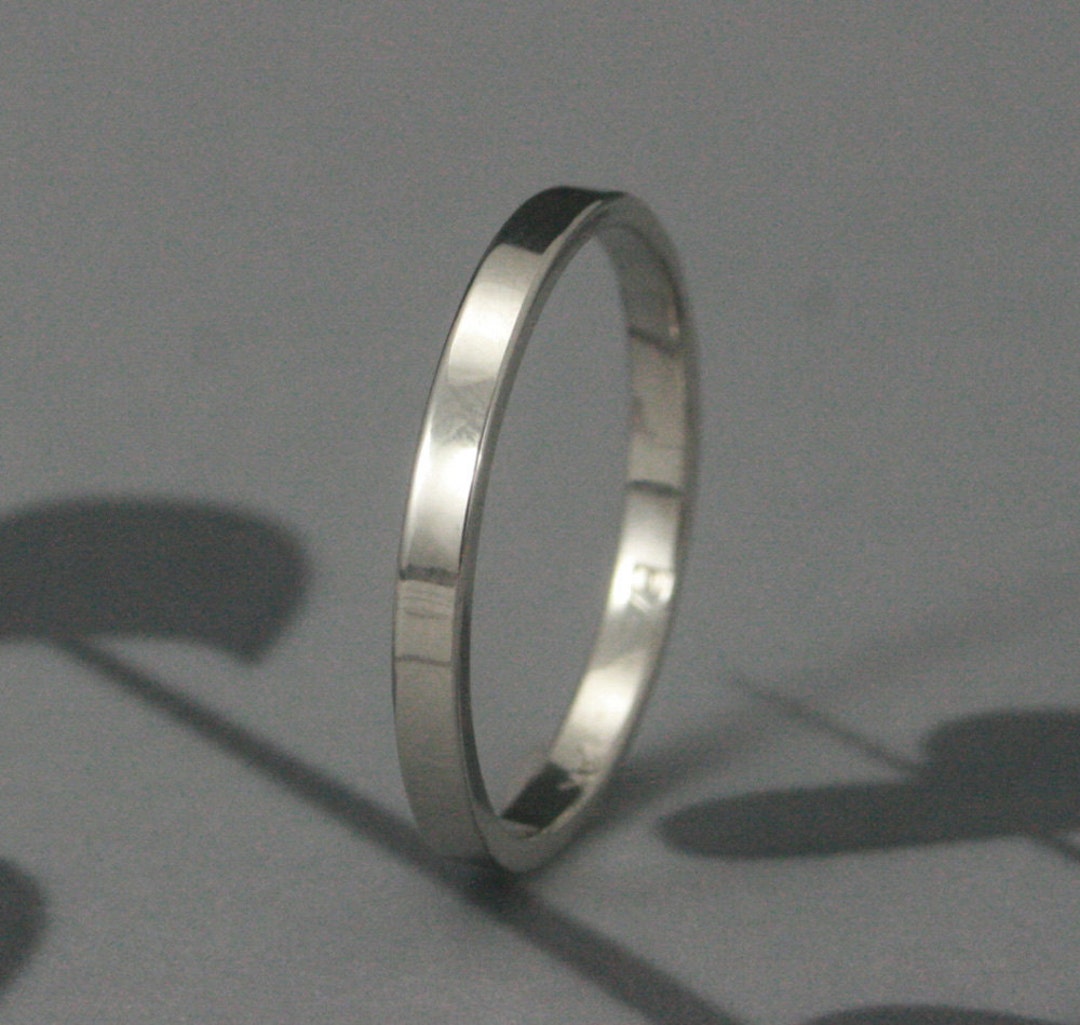Women's Wedding Band--straight and Narrow 2mm--flat Edge Band--solid ...