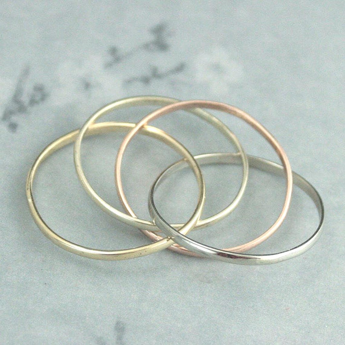 Rolling Ring Multi Color Ring Four Gold Rings 1.5mm Bands Wedding Ring ...