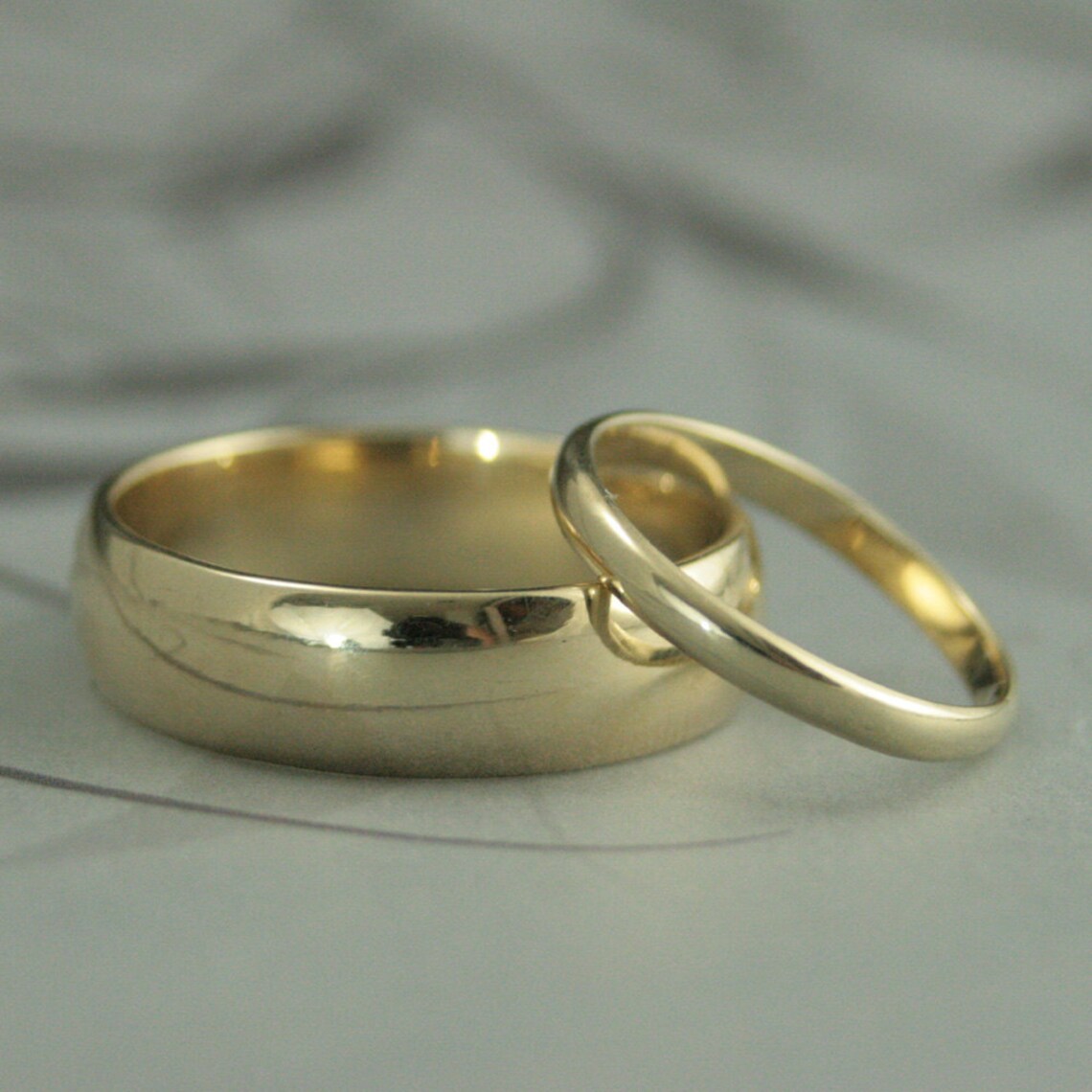 10K Gold Wedding Set Solid Gold Wedding Rings His and Hers - Etsy