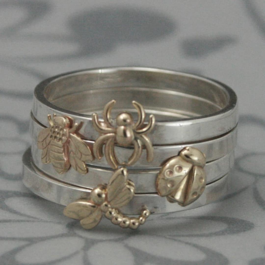 Bugga Bugga Bands--solid 14K Yellow Gold Bug of Your Choice on a 2mm ...