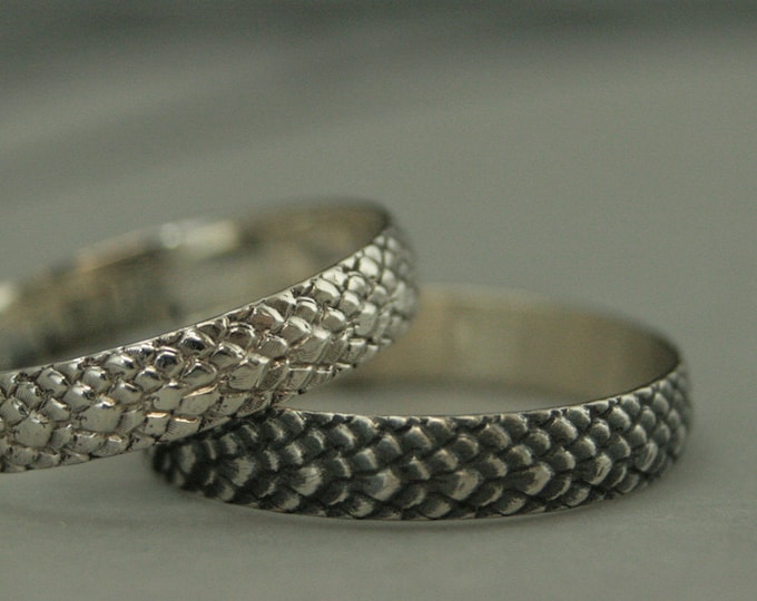 Sterling Silver Snakeskin Scales Textured Ring Band - Etsy