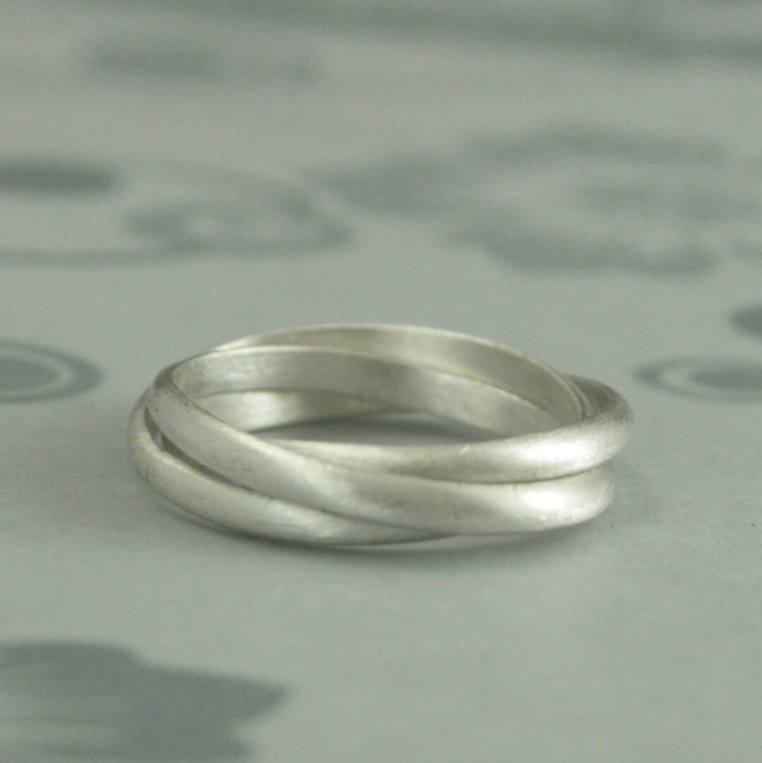Silver Rolling Ring Sterling Silver Interlocking Ring Silver Wedding ...