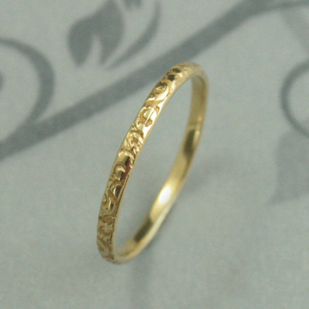 Thin Gold Ring Gold Wedding Band 18K Gold Wedding Ring Women's Wedding ...