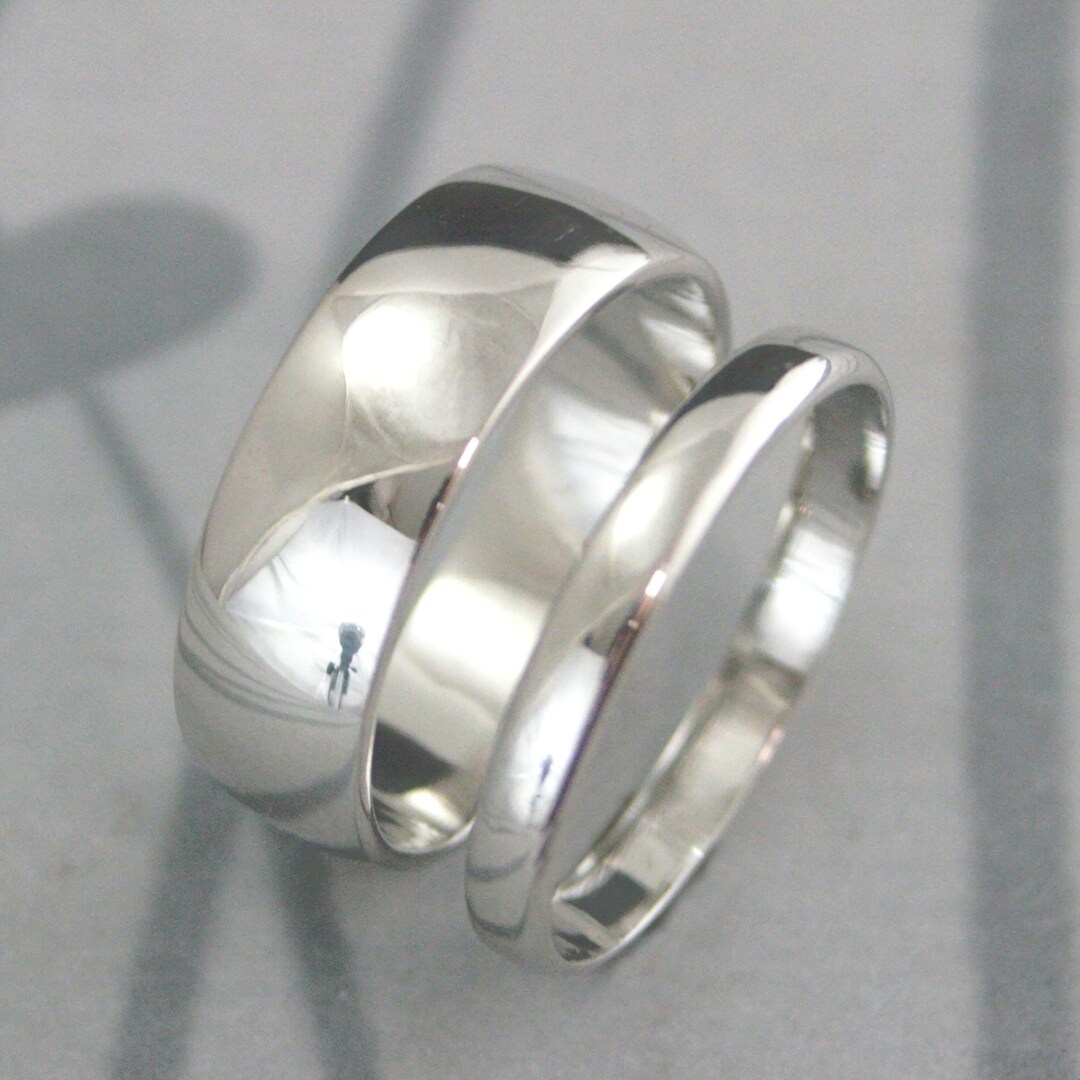 Platinum Wedding Band SET 7mm Wide Platinum Ring 3mm Wide Platinum Ring ...
