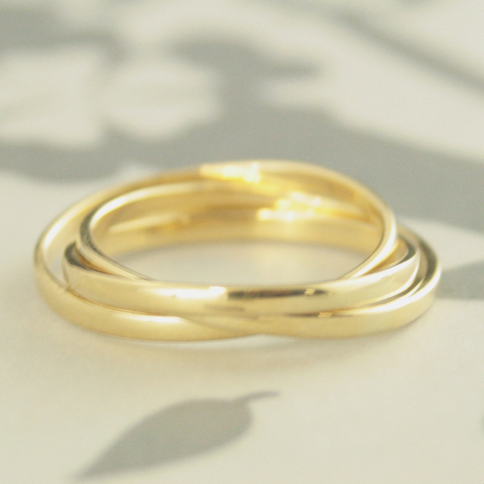 18K Rolling Ring Three Band Rolling Ring 1.5mm Skinny Minnie | Etsy