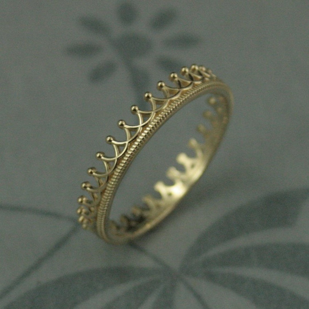 14K Yellow Gold Princess Crown Ring--beautiful Yellow Gold Crown ...