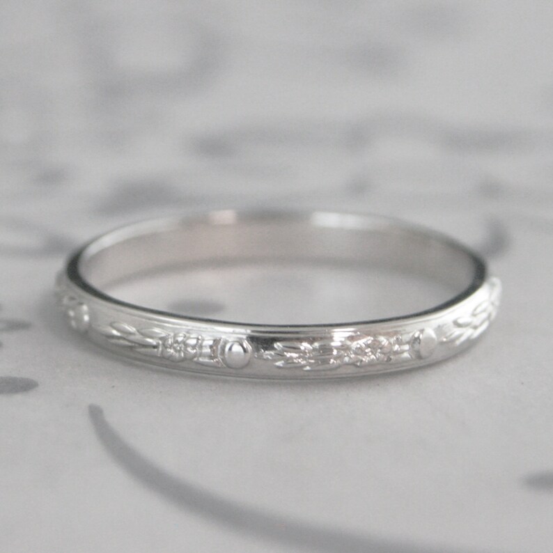 Platinum Wedding Ring Women's Platinum Band Floral Monet - Etsy