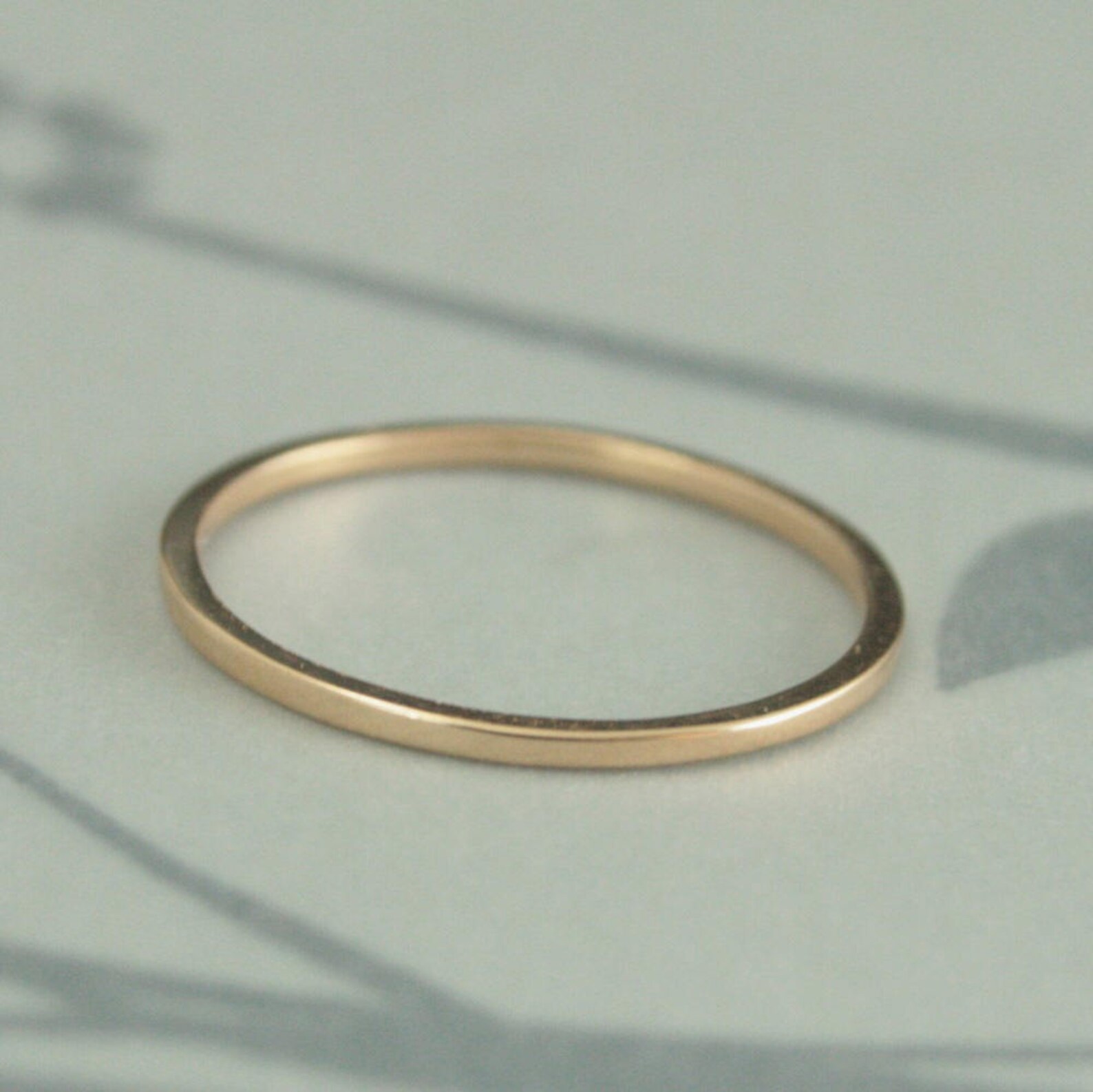 18K Gold Stacking Ring 1mm Square Ring Women's Wedding - Etsy
