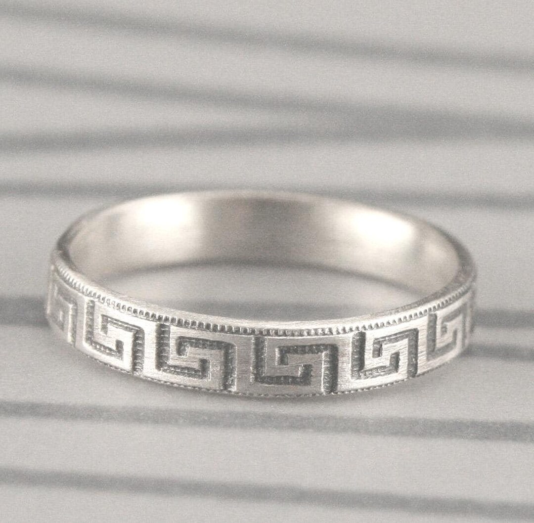 Greek Key 3.5mm Wide Band Greek to Me Sterling Silver Greek Key ...