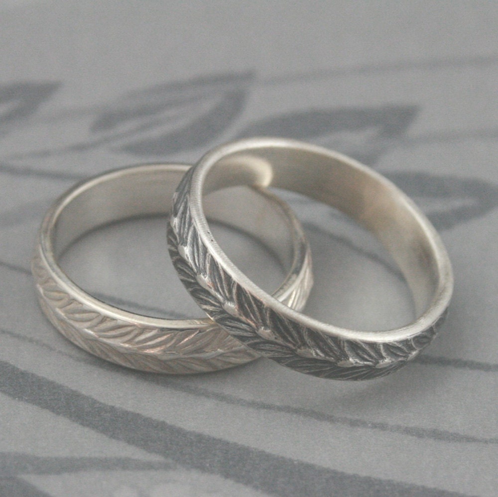 Sterling Silver Laurel Leaf Bandsolid Silver Wedding - Etsy