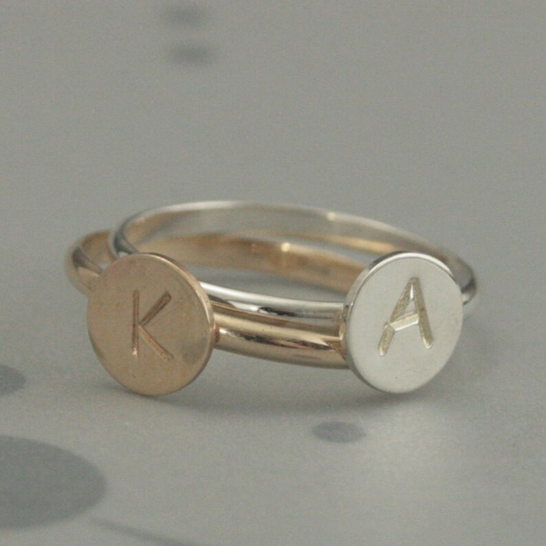 Little Initial Ringmonogramcustom Hand Stamped Solid | Etsy