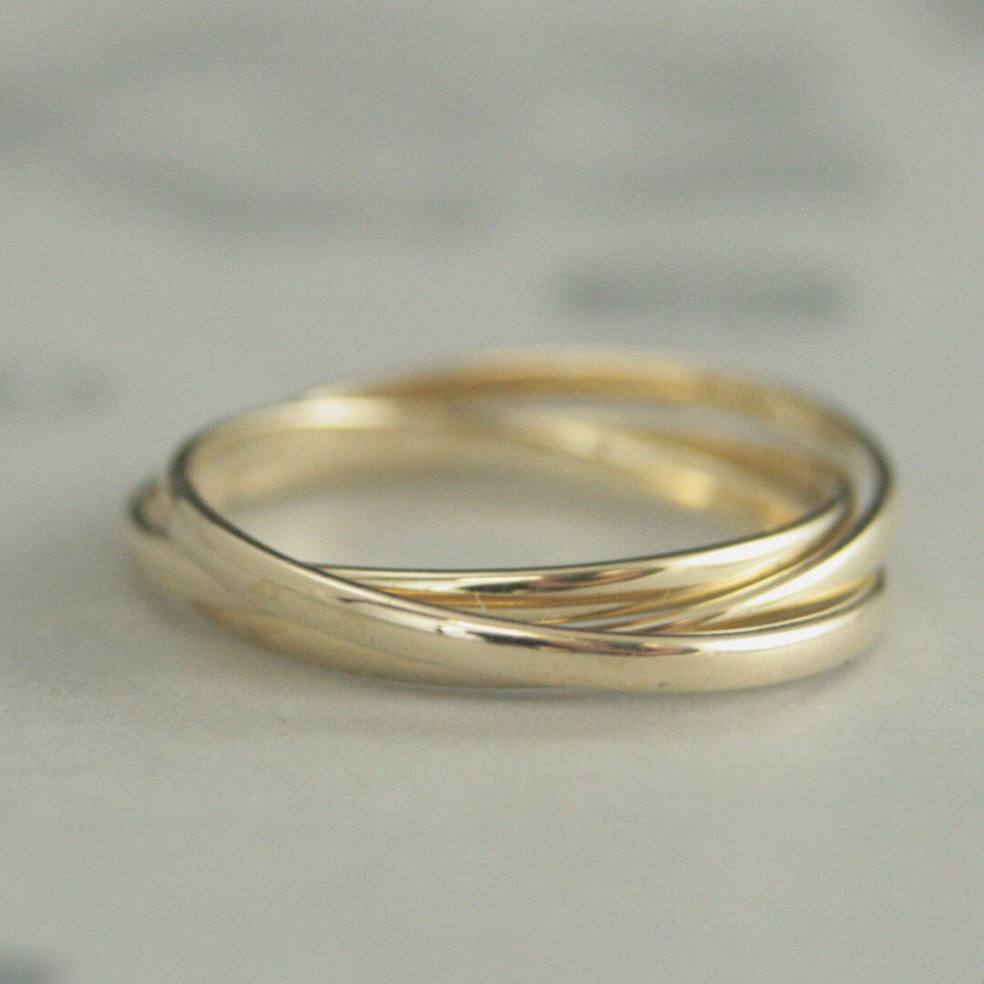 10K Interlocking Rings 10K Rolling Ring 10K Yellow Gold Gold Rolling ...