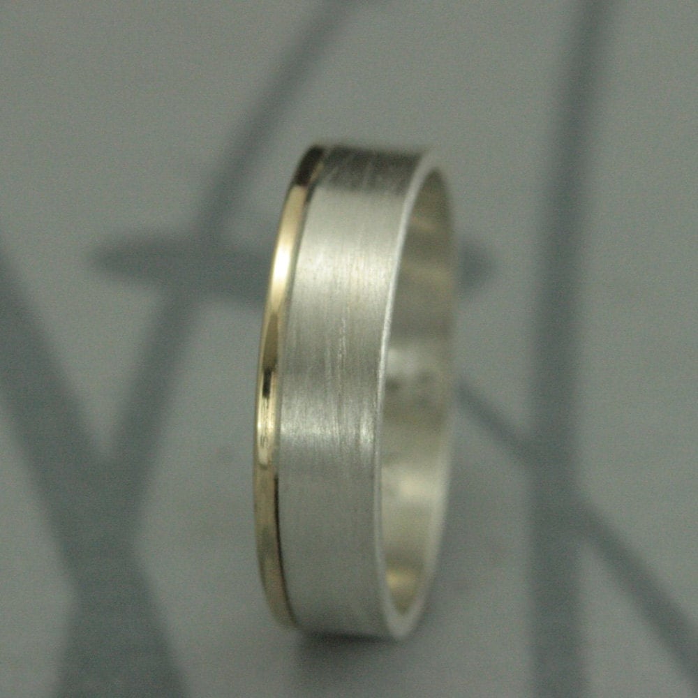 Ring Two Tone Band Mixed Metal Ring Modern Wedding Band Bi - Etsy