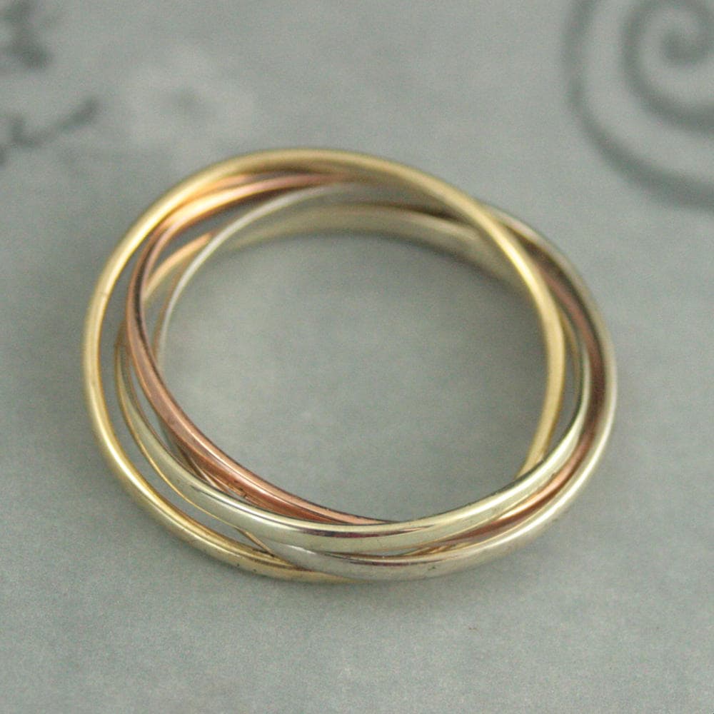 Rolling Ring Multi Color Ring Four Gold Rings 1.5mm Bands | Etsy