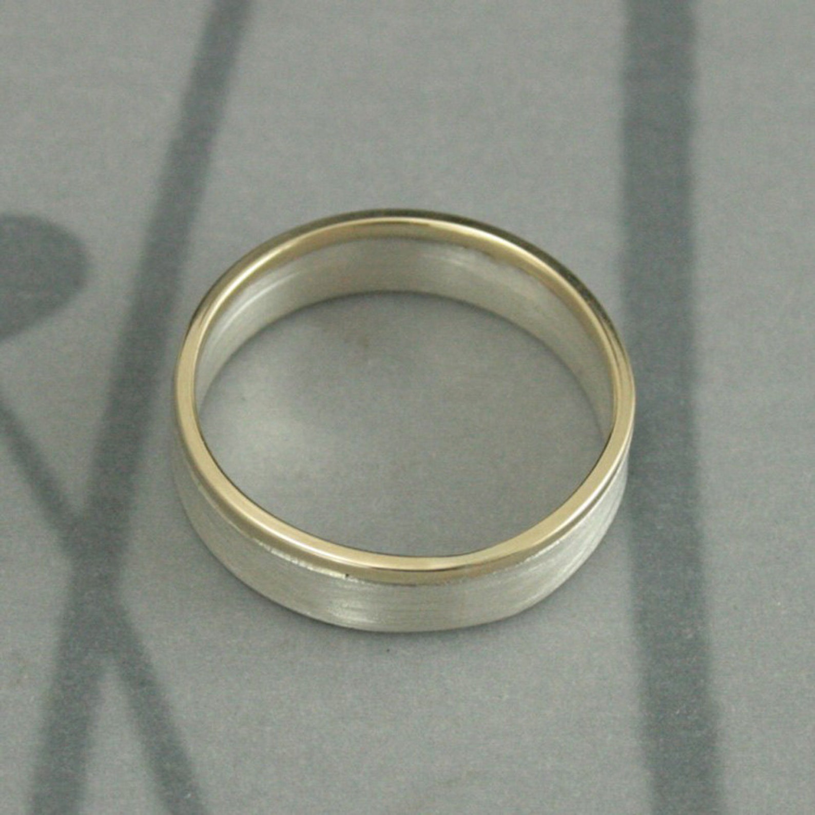 Ring Two Tone Band Mixed Metal Ring Modern Wedding Band Bi | Etsy