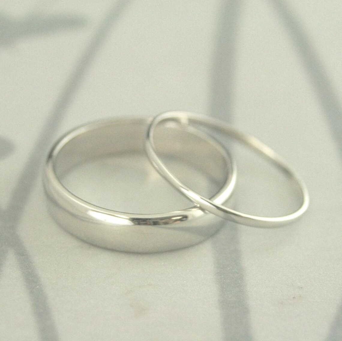 Platinum Wedding Set Platinum His and Hers Rings 5mm and 1.5mm Wedding ...