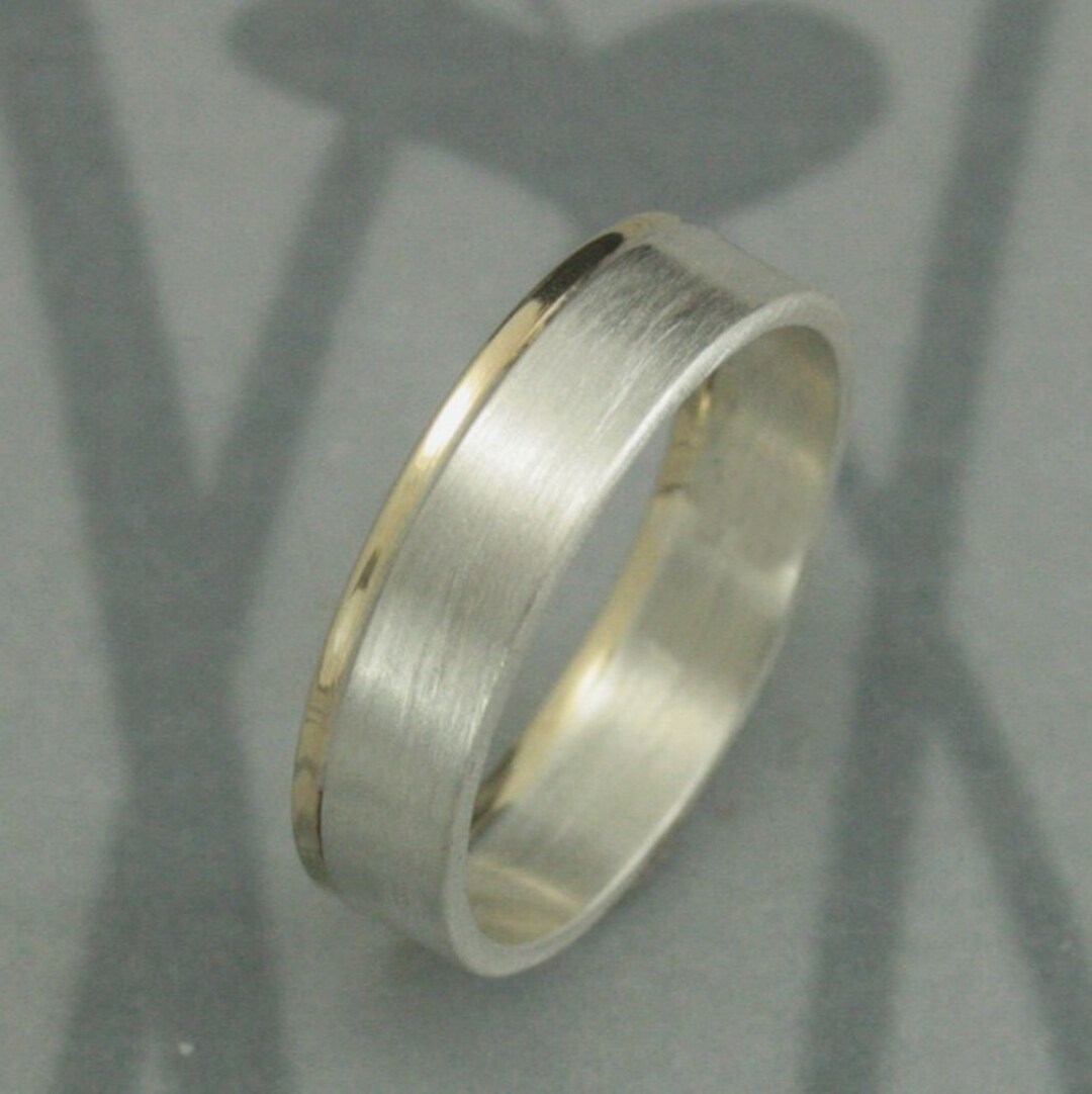 Ring Two Tone Band Mixed Metal Ring Modern Wedding Band Bi Metal Ring ...