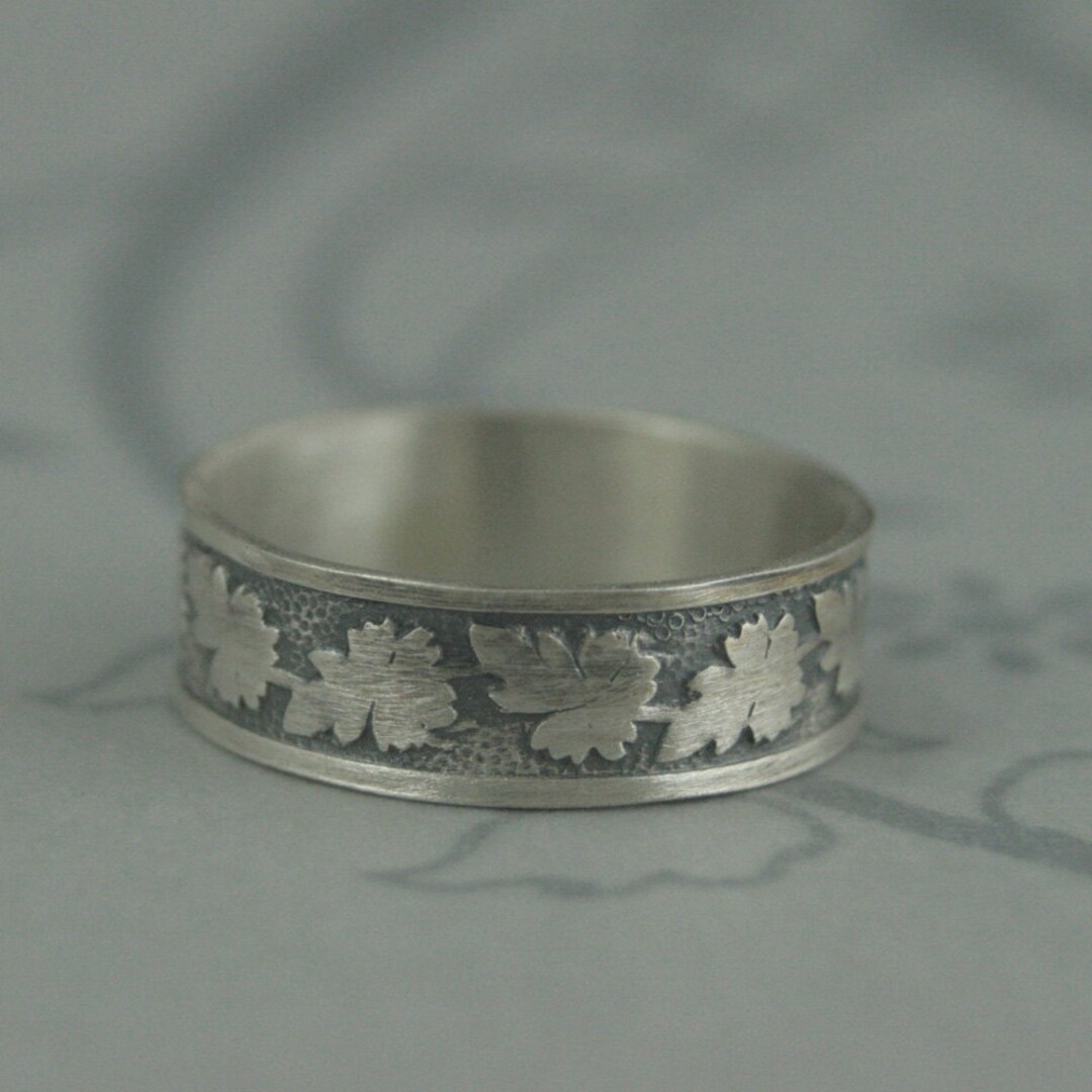 Autumn Ring Fire Maple Ring Mens Wedding Ring Leaf Band Mens Wedding ...