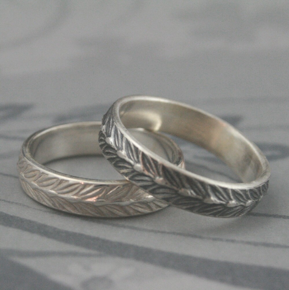 Sterling Silver Laurel Leaf Bandsolid Silver Wedding - Etsy
