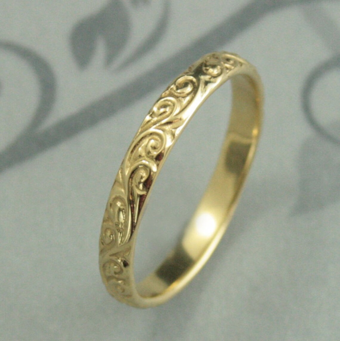 Pattern Ring 18K Pattern Band Womens Wedding Ring Mens | Etsy