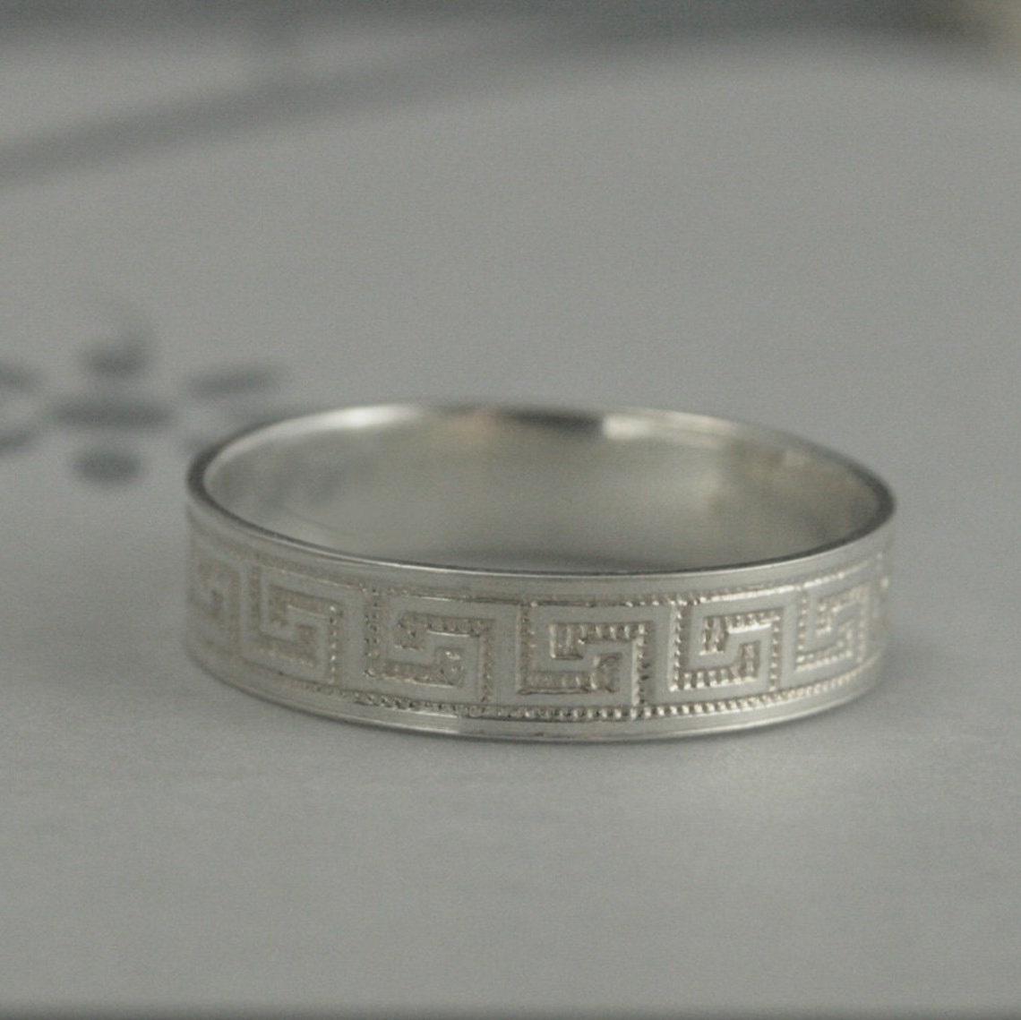 Greek Key Ringsterling Silver Wedding Bandgrecian Maze | Etsy