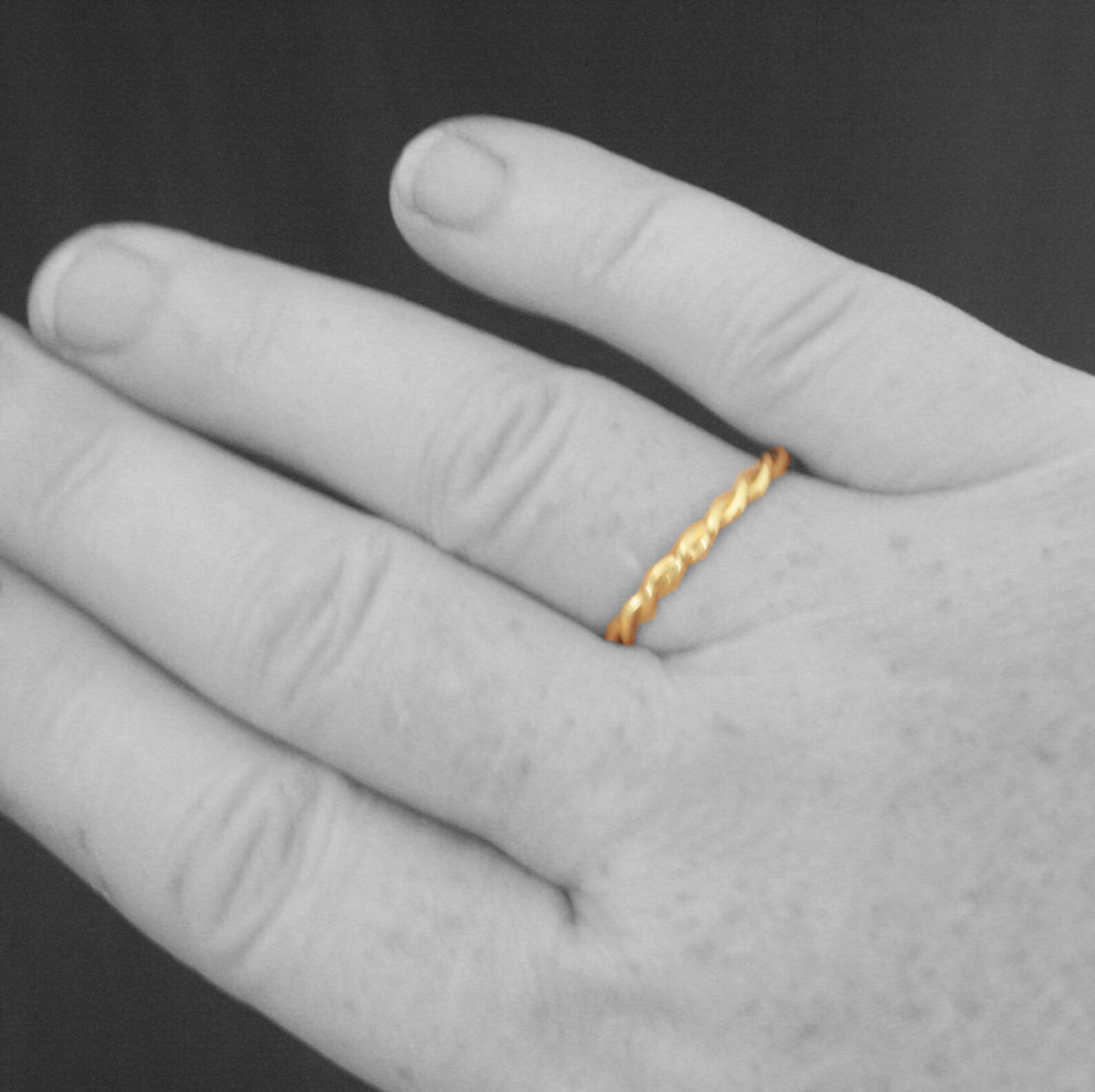 10K Gold Twist Ring Women's Gold Ring Wedding Band 2mm | Etsy