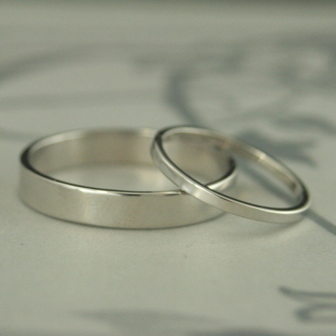 Platinum Wedding Rings Platinum Wedding Band Set His and Hers - Etsy