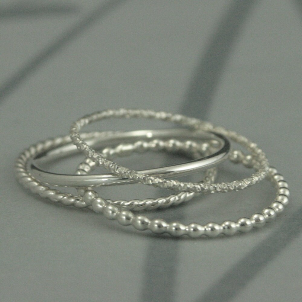 Tinsel Ringtiny Sterling Silver Textured Stacking - Etsy